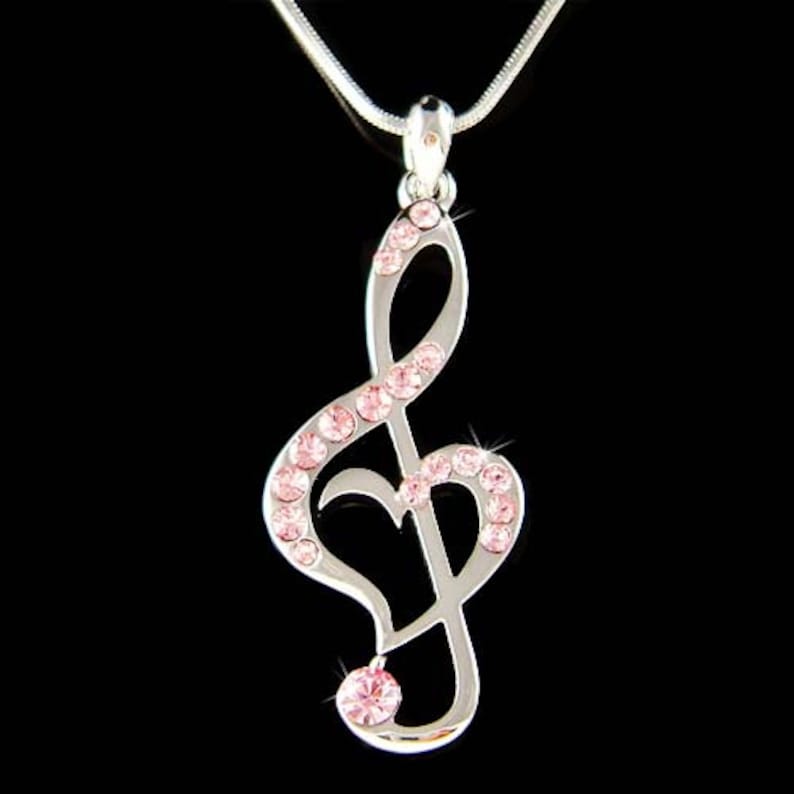 Pink Swarovski Crystal TREBLE G CLEF Love Music Musical Note - Etsy