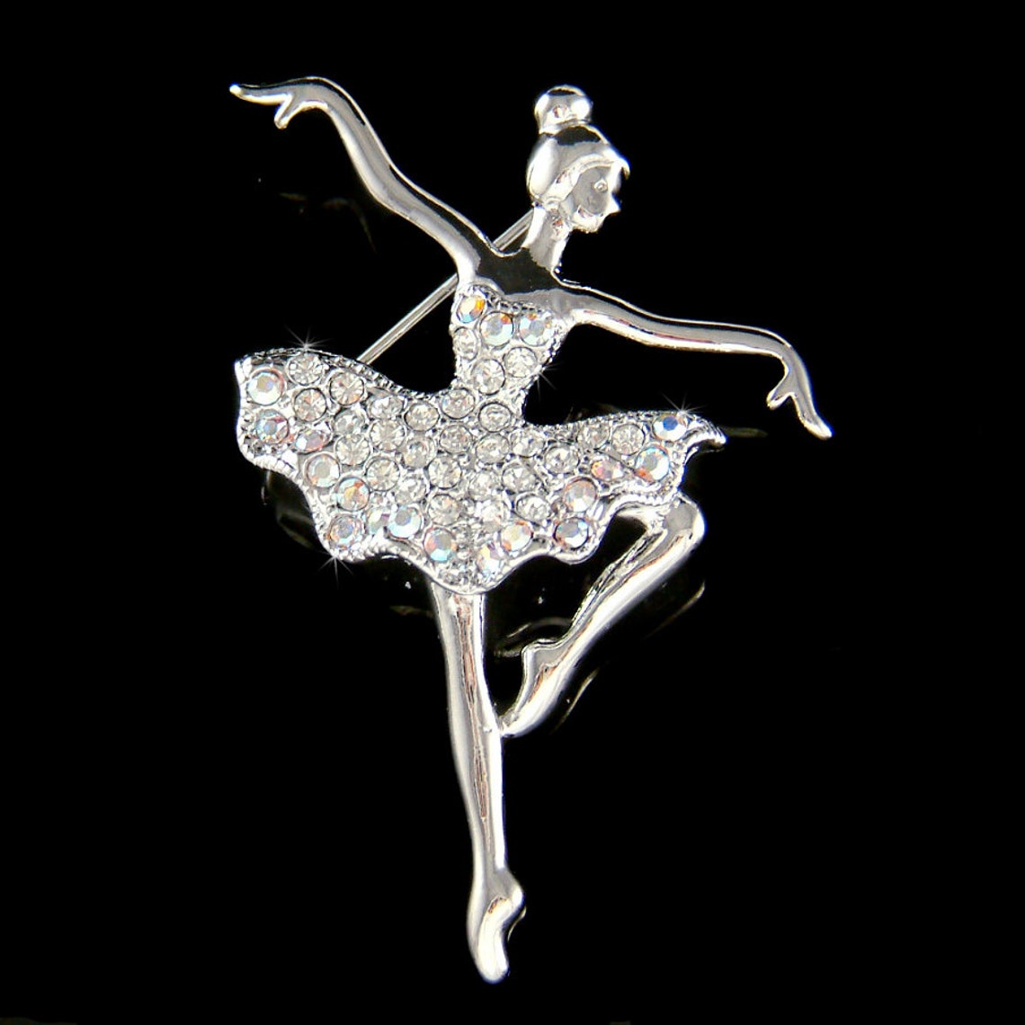 Swarovski Crystal Ballerina Brooch, Ballet Dancer Pin, Dancing Girl ...