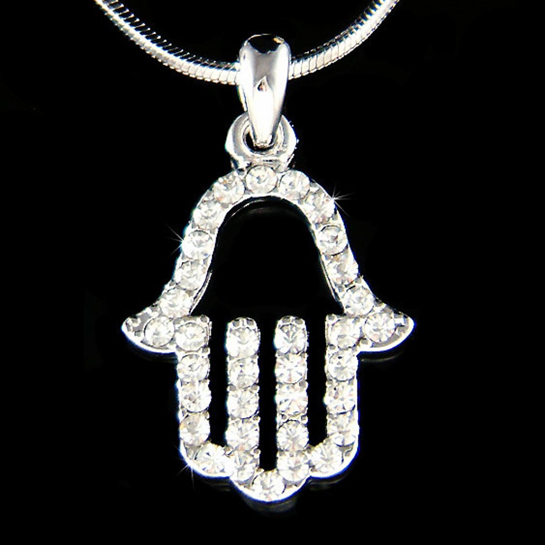 Swarovski Crystal Cutout Jewish Hamsa Hamesh Hand Black Evil Eye ...