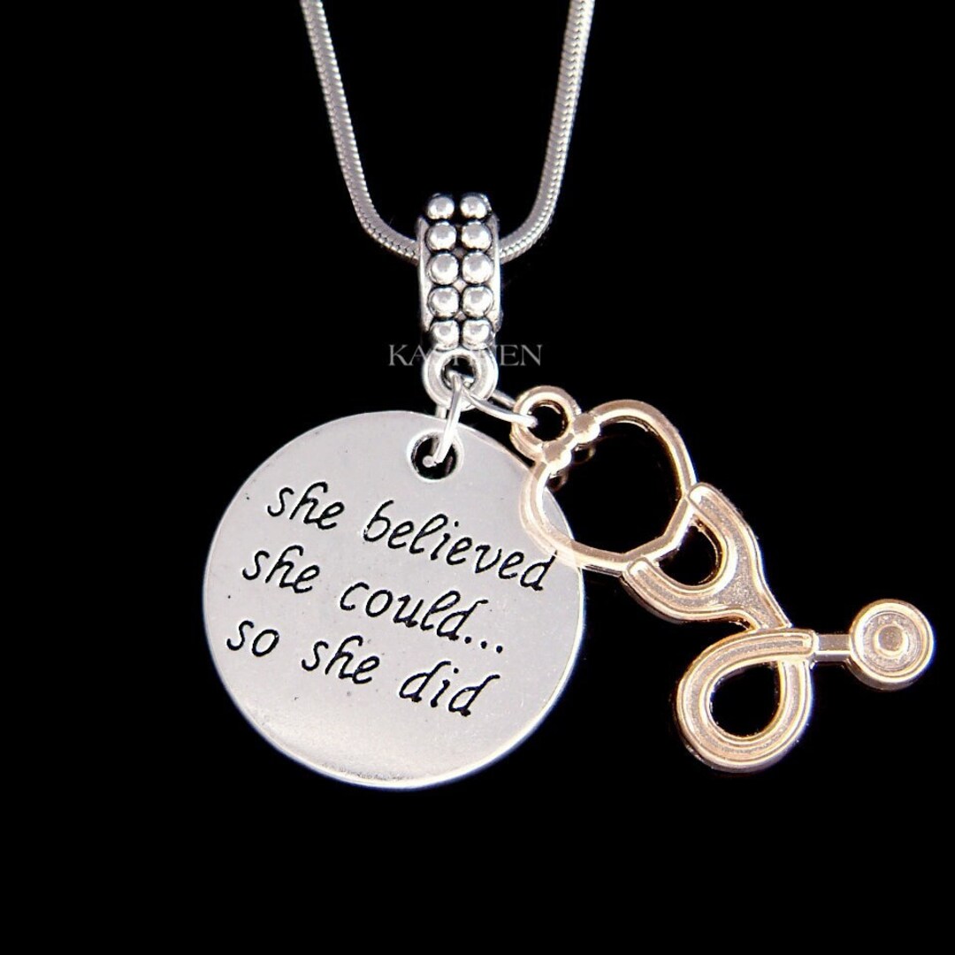 Rose Gold Stethoscope Physician Necklace Medical Assistant Nurse Doctor ...