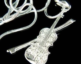 Swarovski Crystal Dainty Violin Viola Cello Fiddle Musical | Etsy