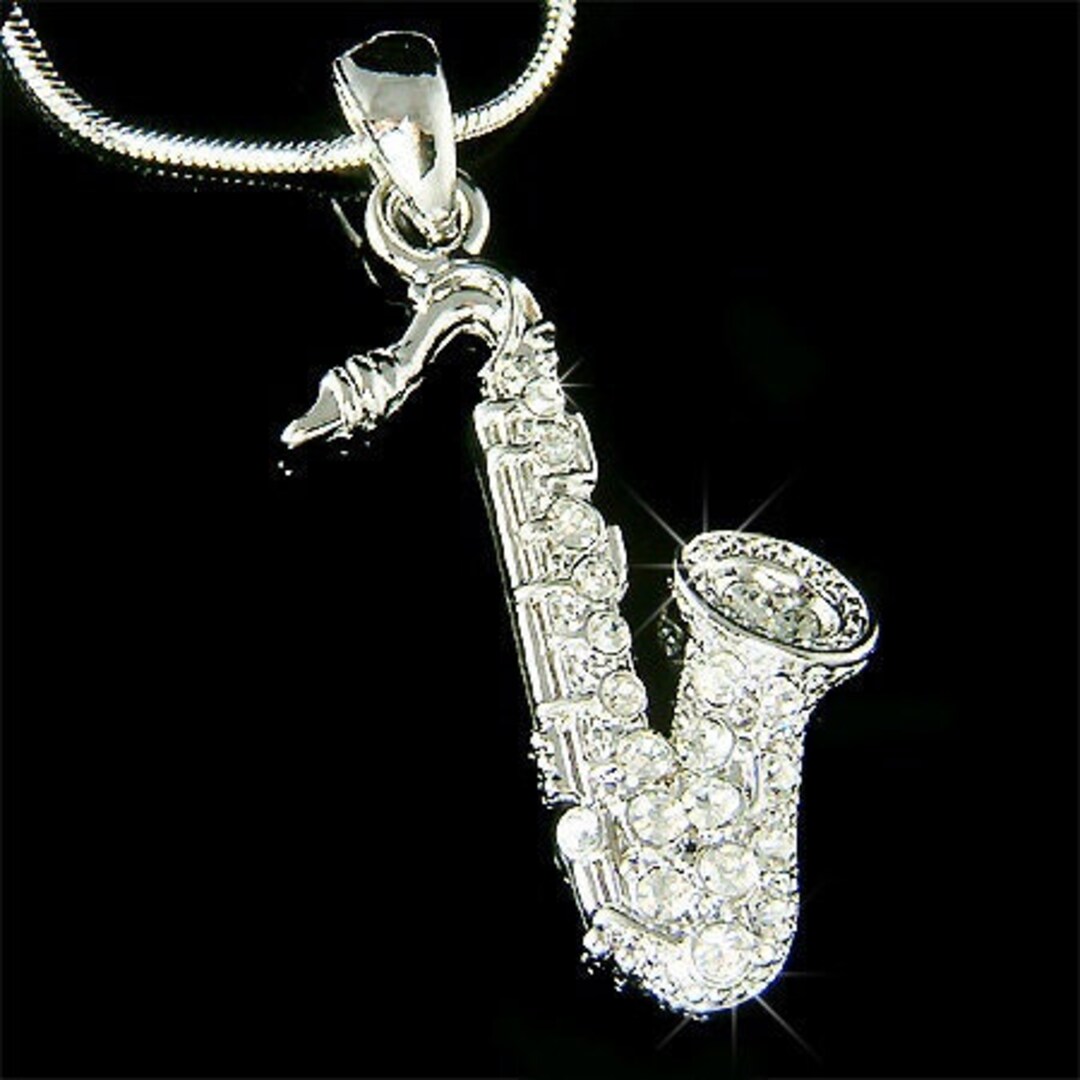 Swarovski Crystal Saxophone Necklace, Tenor Alto Sax Charm, Musical ...