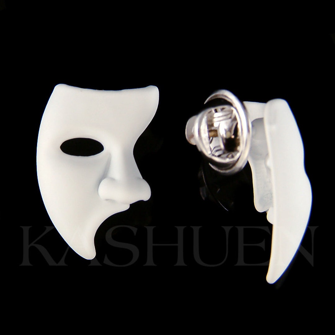 White Phantom of the Opera Lapel Pin Masquerade Mask Dance Tie Tack ...