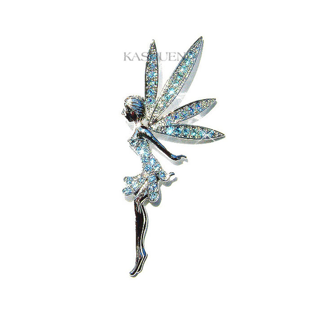 Swarovski Crystal Big Baby Blue Fairy Angel Statement Pin Brooch Magic ...