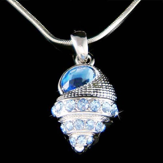 Swarovski Crystal Blue Seashell Sea Shell Beach Wedding Marine | Etsy