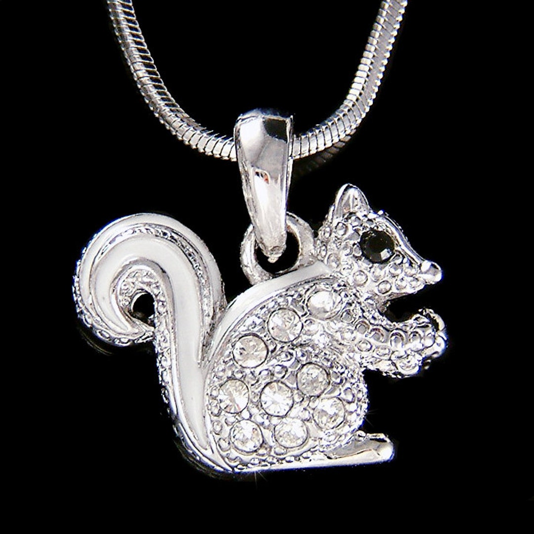 Swarovski Crystal Dainty Cute Squirrel Holding Acorn White Tail ...