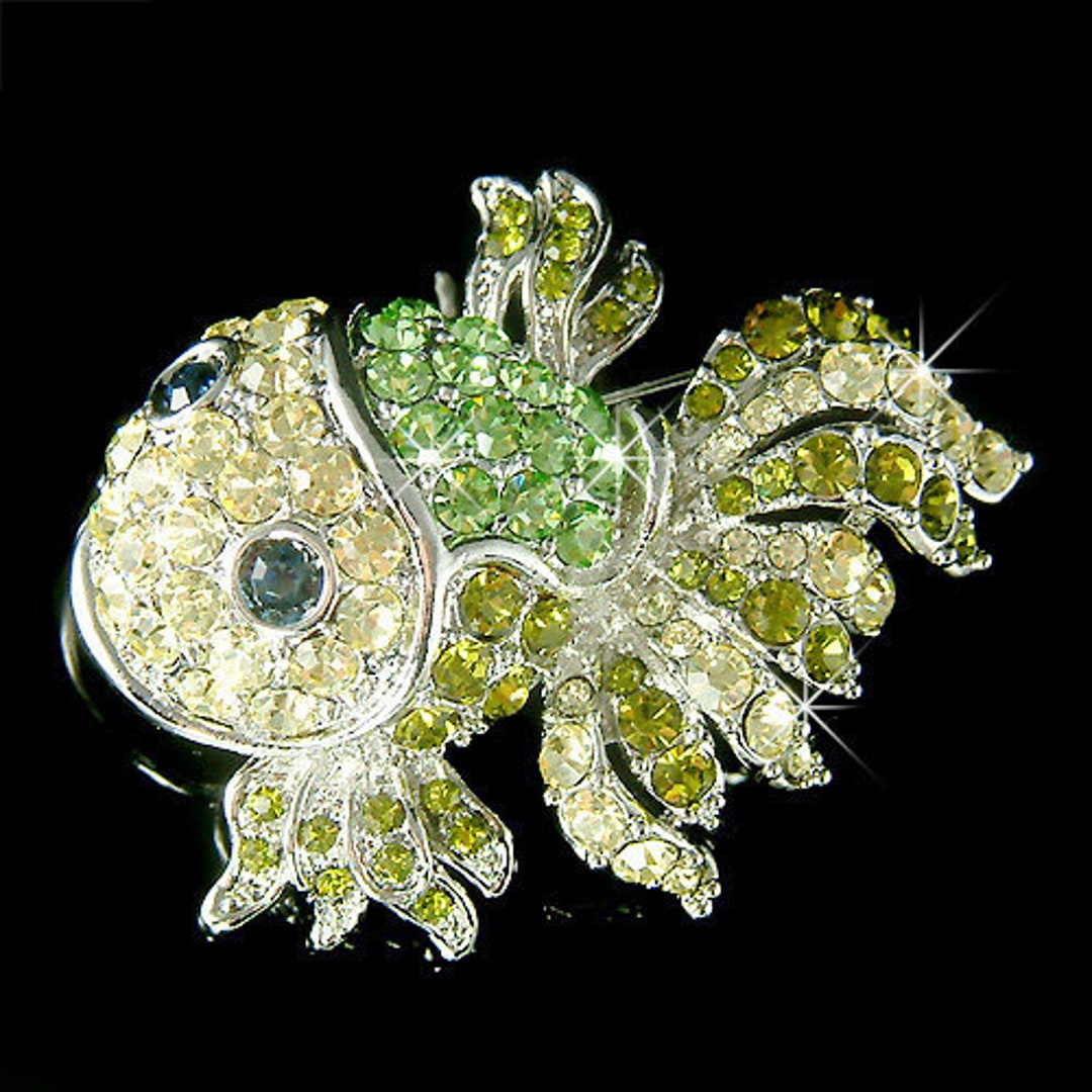 Swarovski Crystal Green FISH Goldfish AQUARIUM Marine Fishing Ocean ...