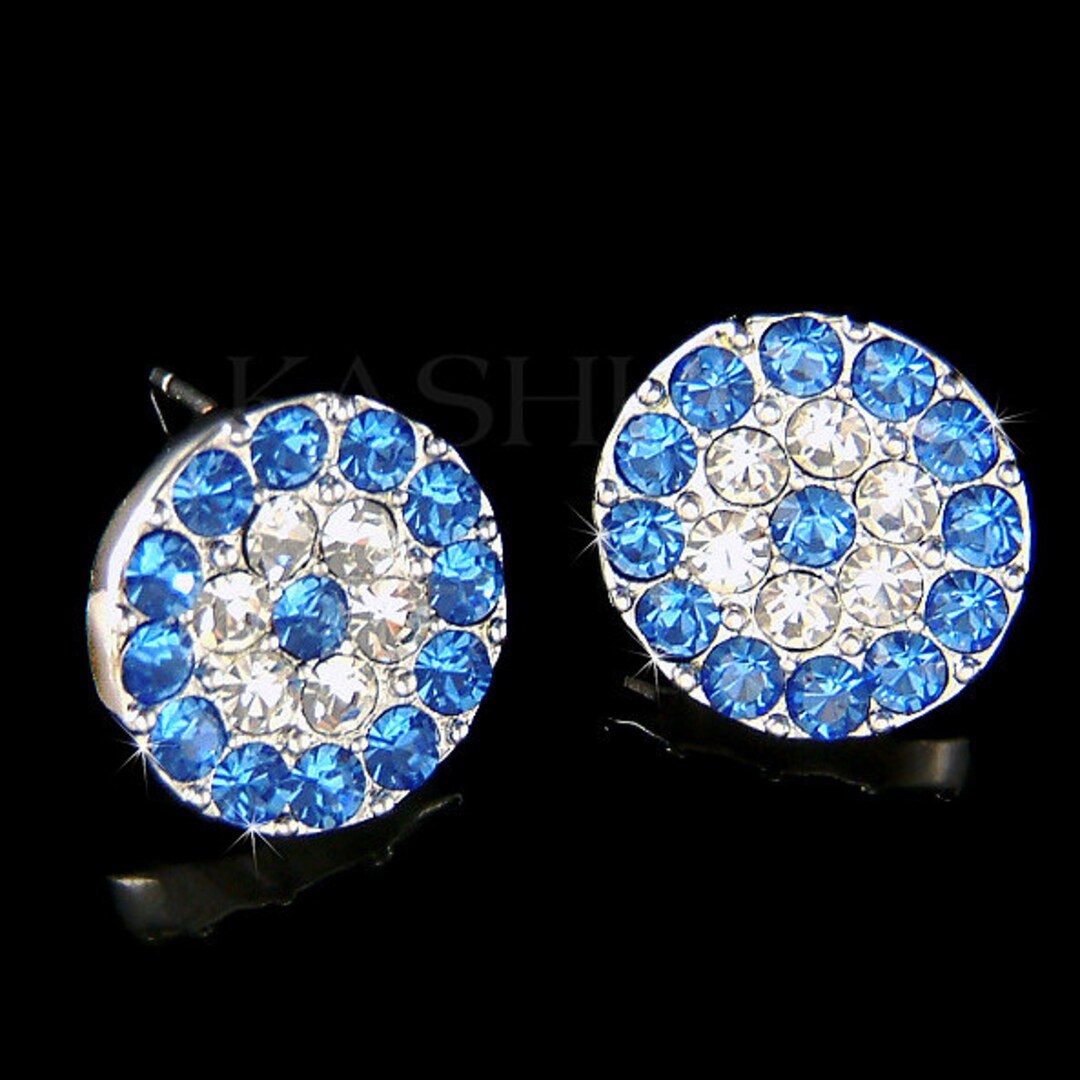 Swarovski Crystal Jewish Judaism Royal Blue Round Evil Eye Protection ...