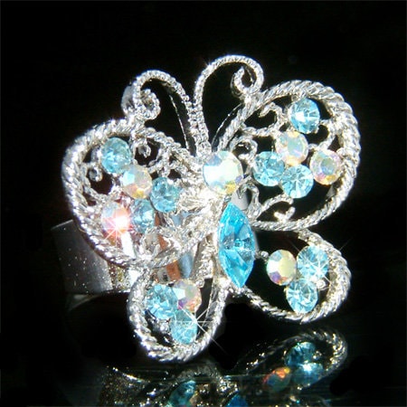 Swarovski Crystal Purple BUTTERFLY Celebrity Cocktail Adjustable ...