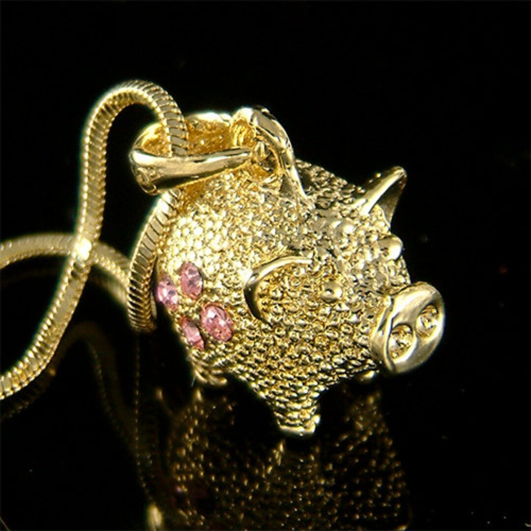 Swarovski Crystal Cute Pink 3D Cute Pig Necklace, Piggy Charm, Piglet ...