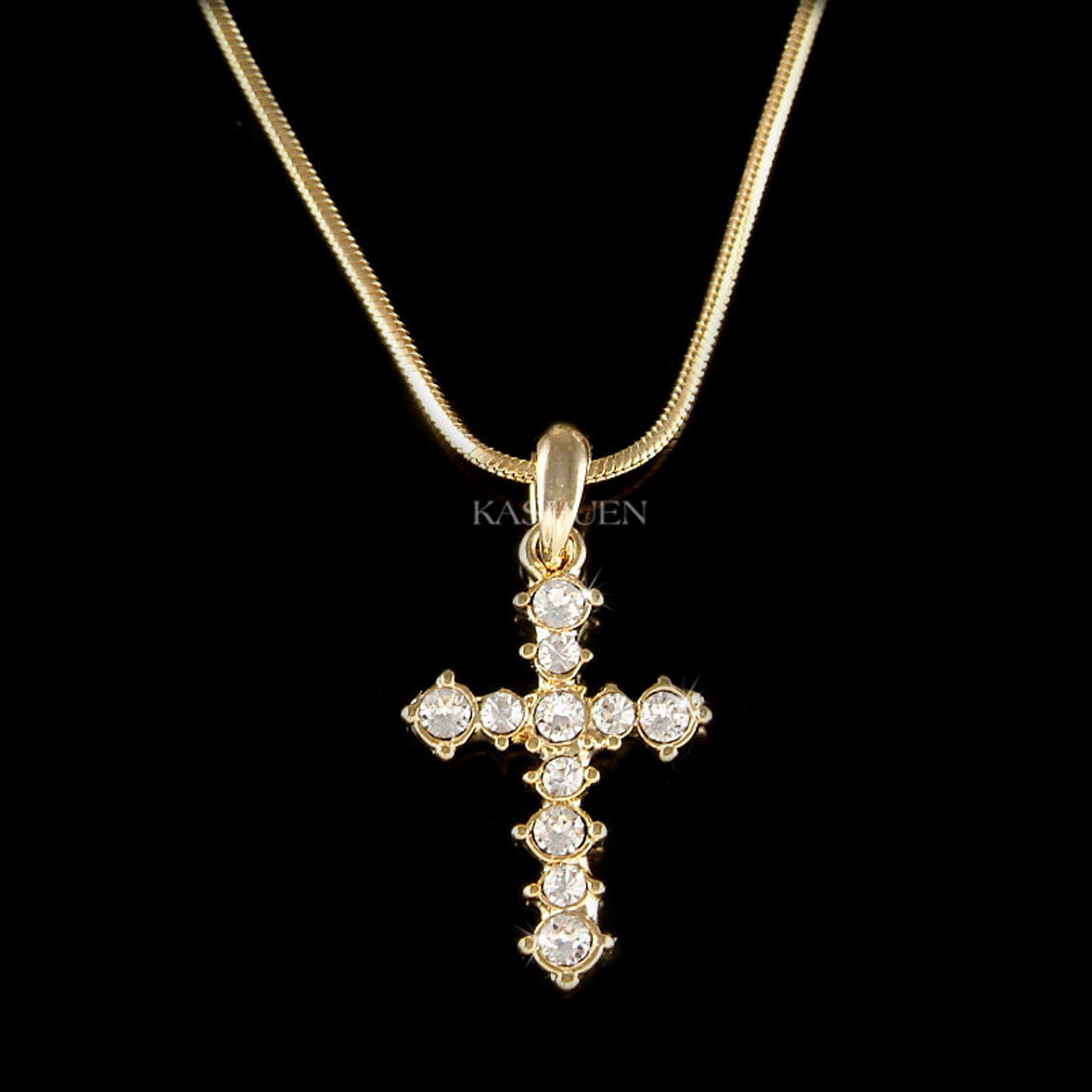 Dainty Swarovski Crystal Cross Necklace, Religious Jewelry, God Lord ...