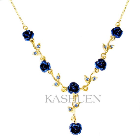 Swarovski Crystal Sapphire Royal Blue Rose Flower Floral Gold - Etsy