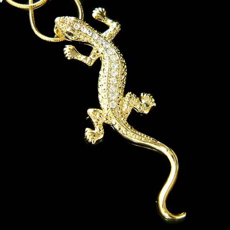Gold Swarovski Crystal Lizard REPTILE Salamander Gecko Iguana - Etsy