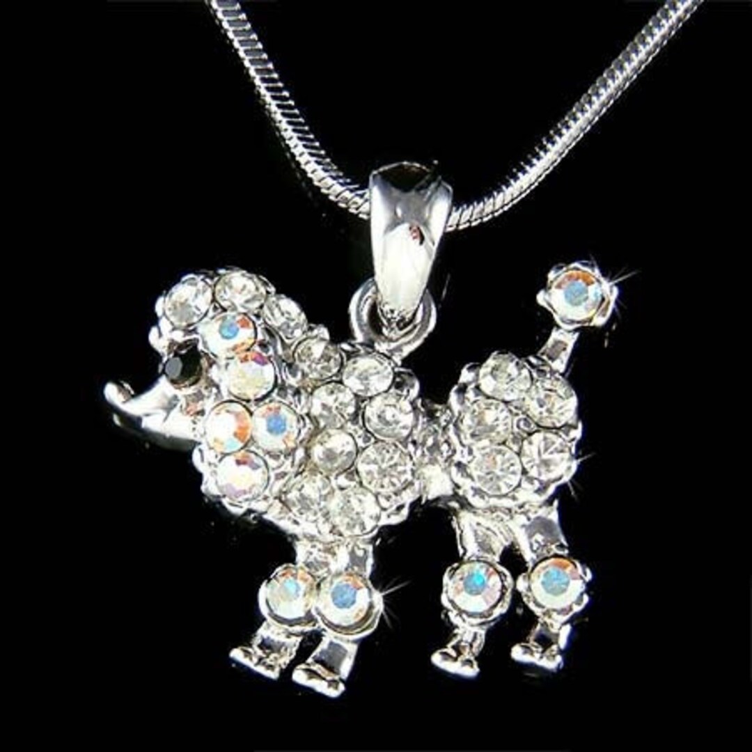 Swarovski Crystal Dainty French Poodle Necklace Puppy Pet Animal Dog ...