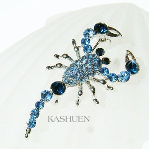 Swarovski Crystal Blue Poisonous King Scorpion Brooch Scorpio Zodiac ...
