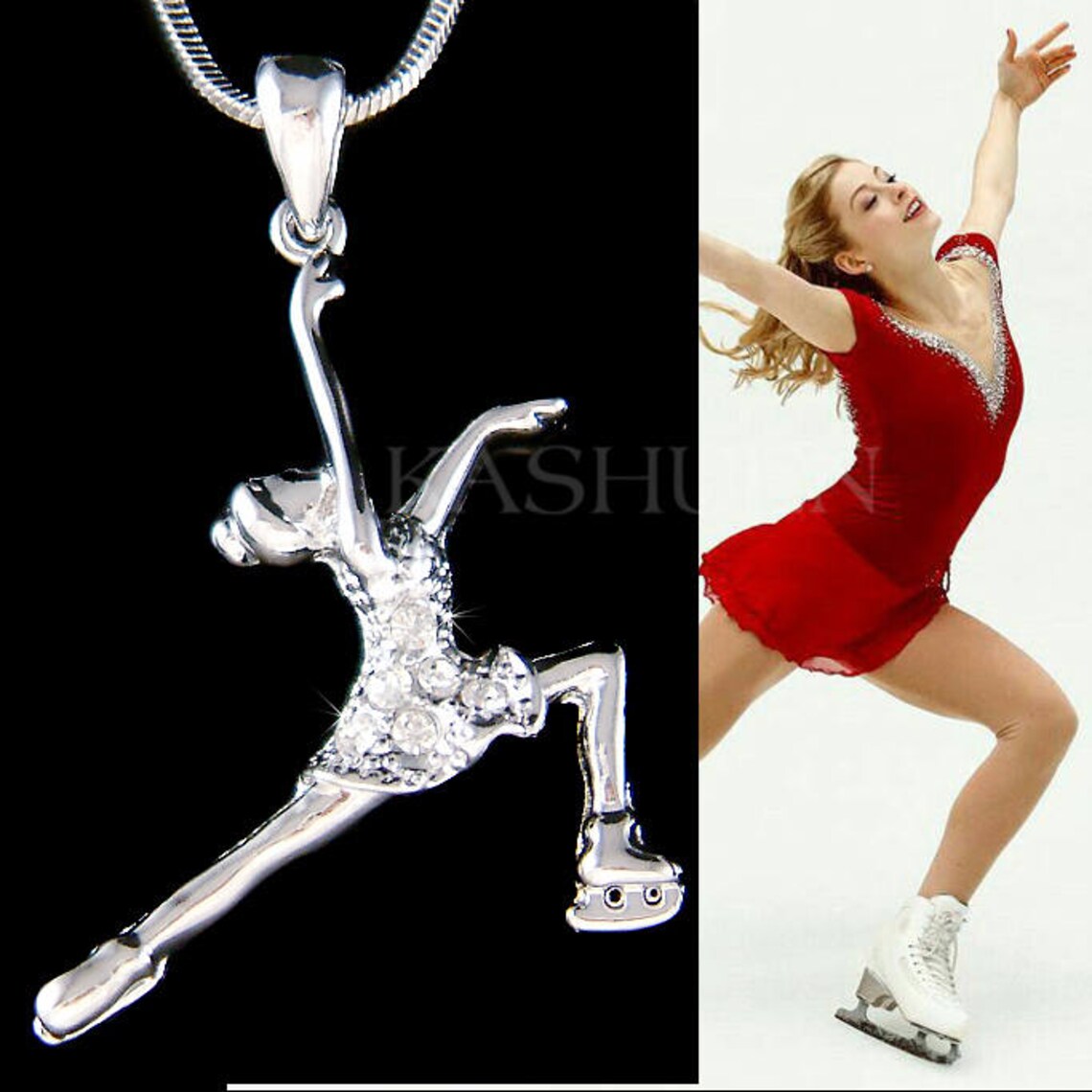 Swarovski Crystal Figure Skates Skater Ice Skating Free Girls Womens ...