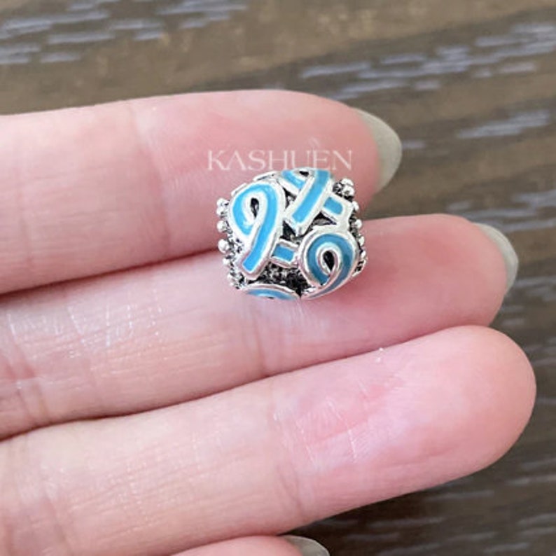 Teal Blue Ovarian Cancer Awareness Ribbon Bead Cervical - Etsy