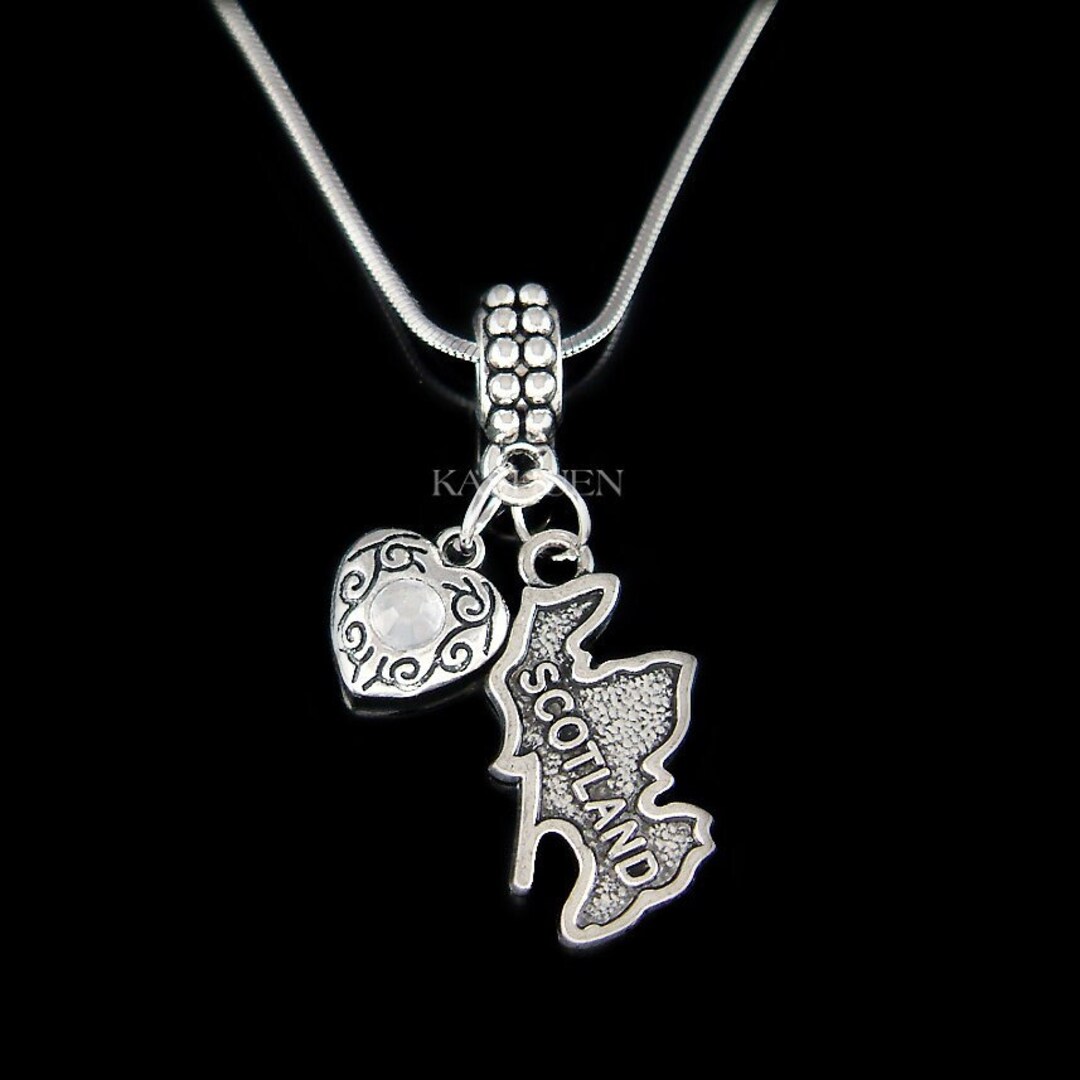Scotland Map Necklace, Love Scottish Jewelry Heart Scots Keychain ...