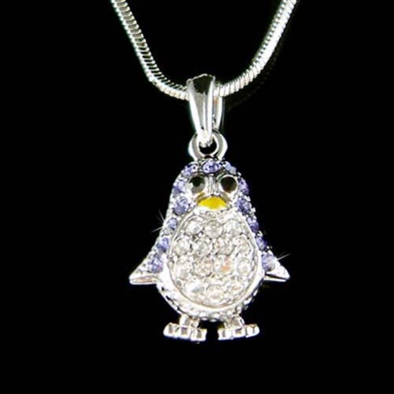 Swarovski Crystal Gray Penguin Necklace Animal Jewelry Christmas 6th 7th 8th 9th 10th 11th 12th 13th Birthday Gifts European Bracelet Charm