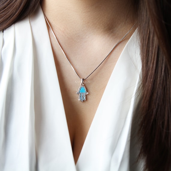 Hamsa swarovski necklace store
