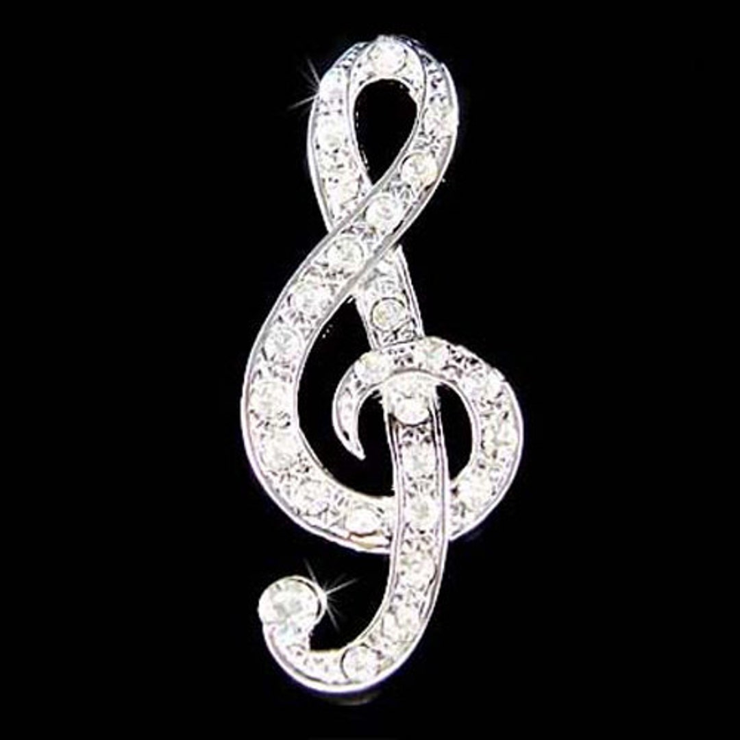 Swarovski Crystal TREBLE G CLEF Love Music Musical Note Pin Brooch ...
