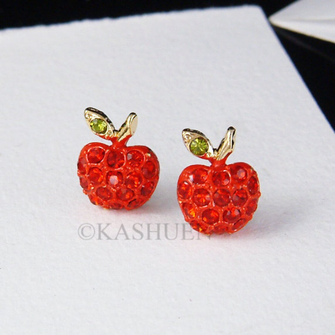 Swarovski Crystal Rainbow Cute Juicy Apple Fruit Stud Gold - Etsy