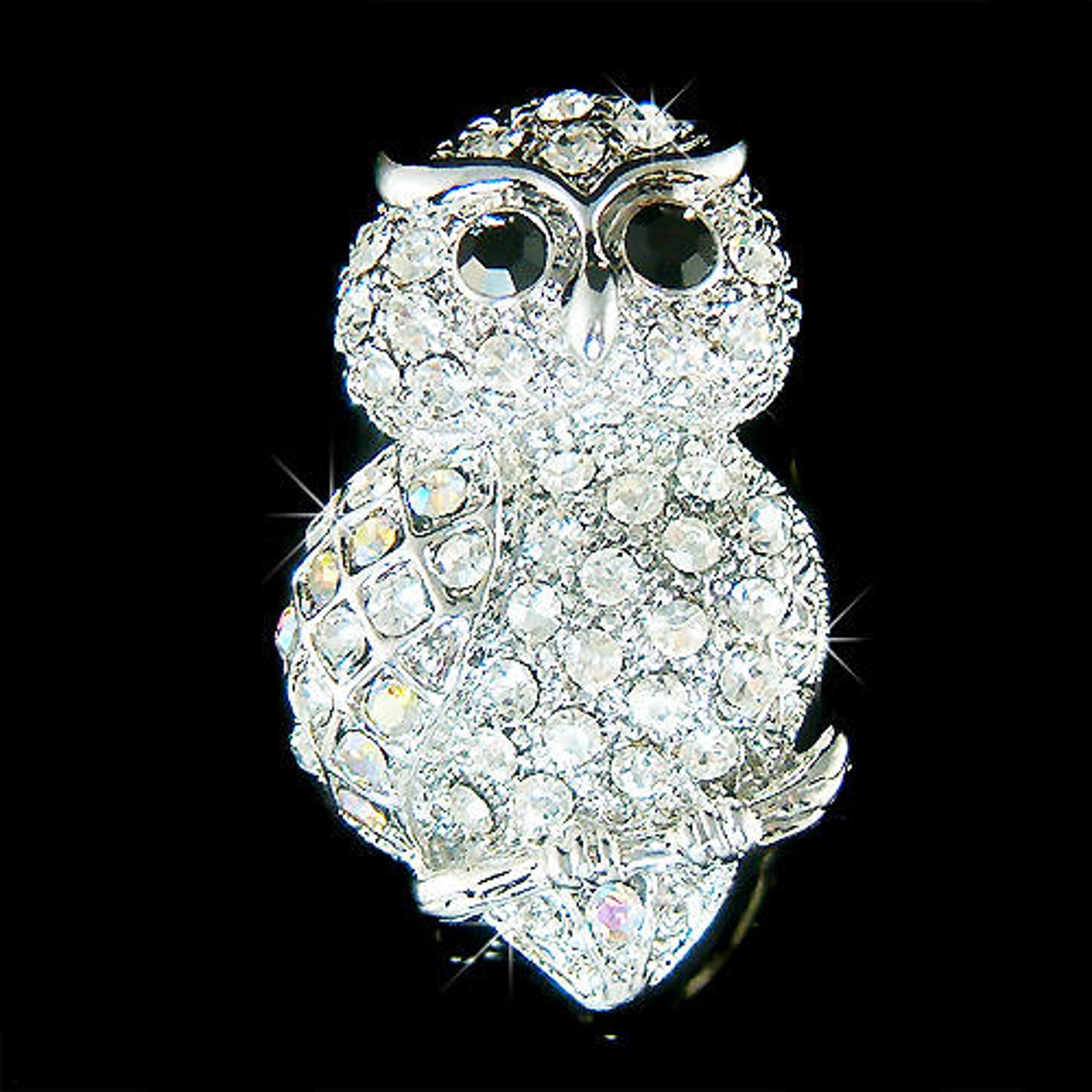 Swarovski Crystal Cute Guardians WISE OWL Hawk Wisdom Bird Pin - Etsy