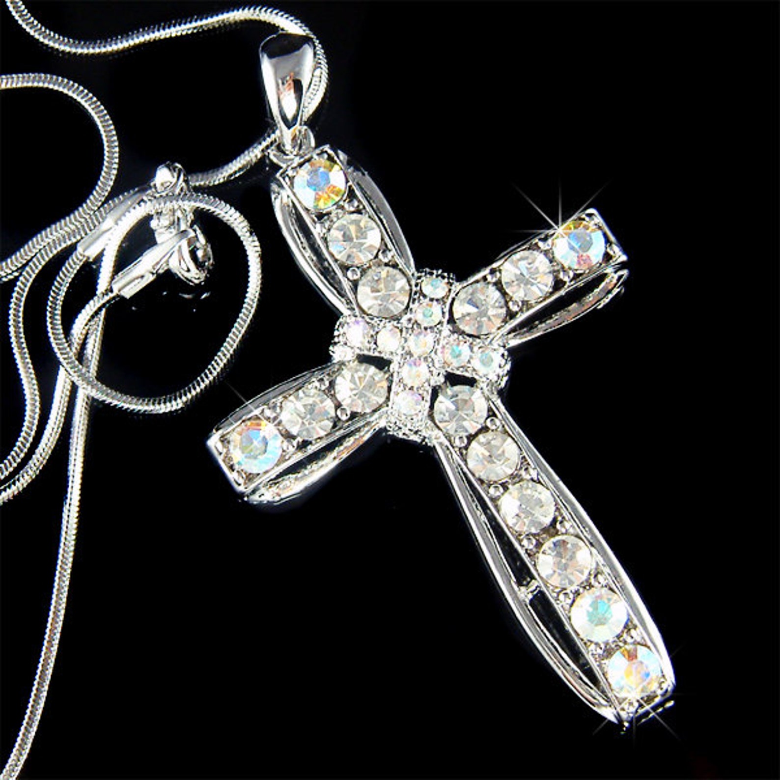 Swarovski Crystal Big Cross Necklace, Religious Jewelry, Crucifixes ...