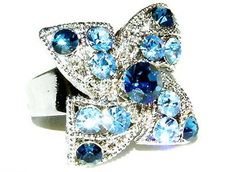 Swarovski Crystal Blue Lucky Pinwheel Windmill Wind Wheel 4 Four Leaf ...