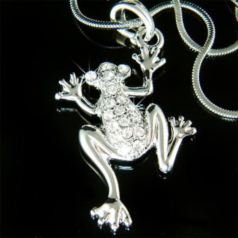 Swarovski Crystal Frog Necklace, Toad Charm, Amphibian Animal Pendant ...