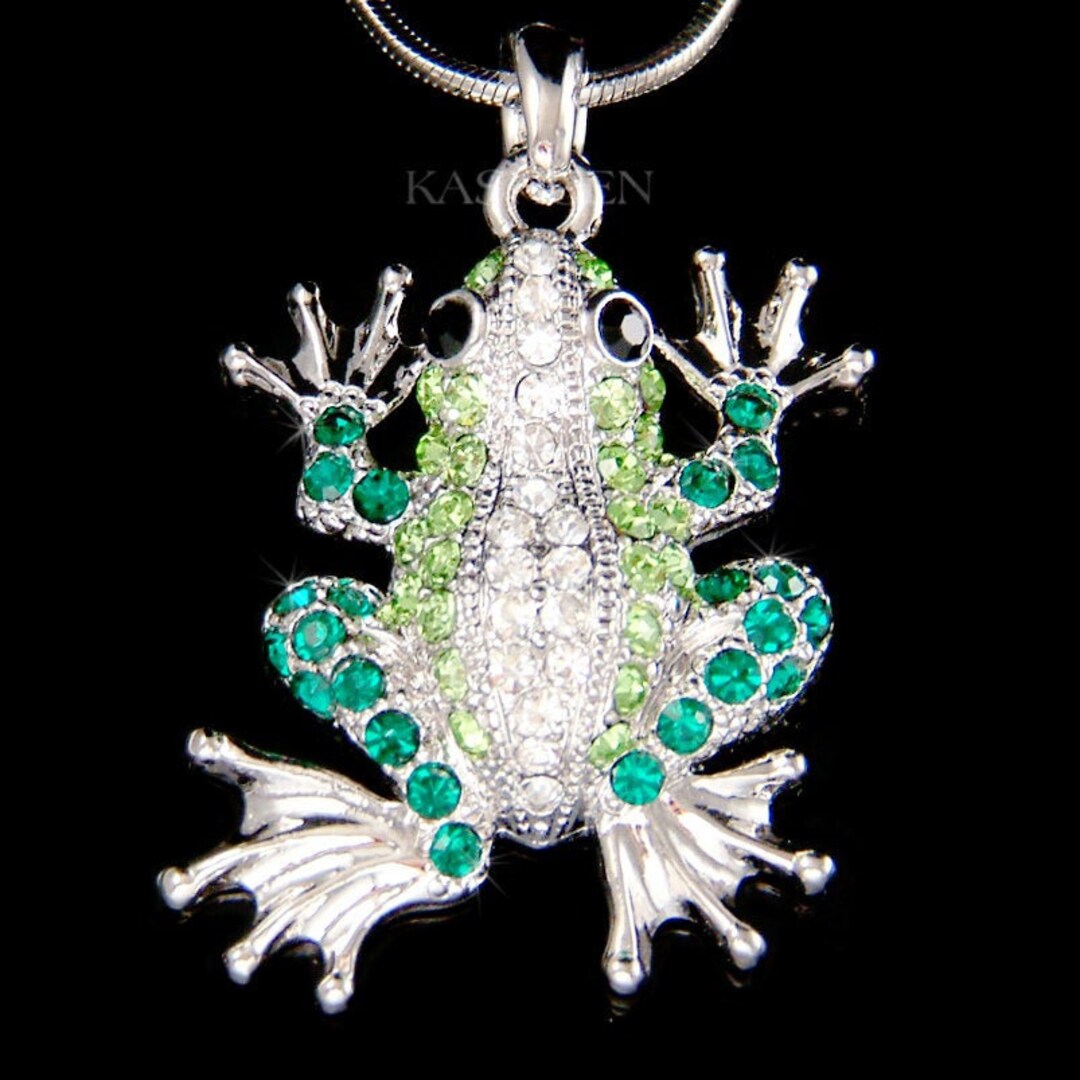 Swarovski Crystal Emerald Green Toad FROG Prince Flower Animal Bridal ...