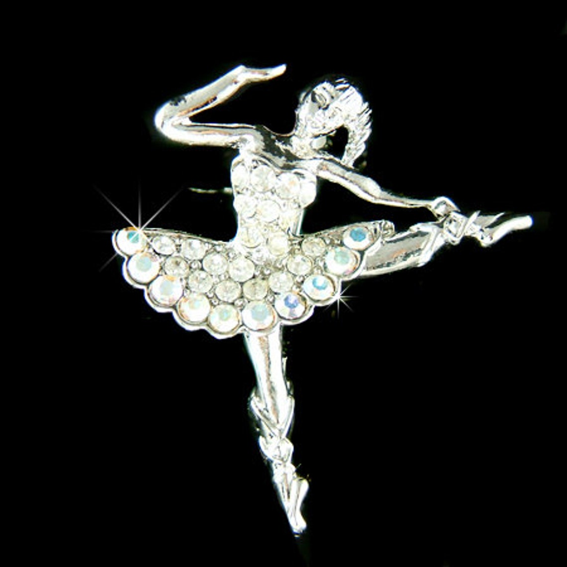 Swarovski Crystal Clear BALLERINA Ballet Dance Girl Dancer Dancing Pin ...