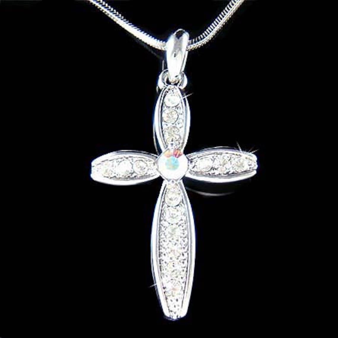 Swarovski Crystal Cross Necklace, Religious Jewelry, Christian Latin ...