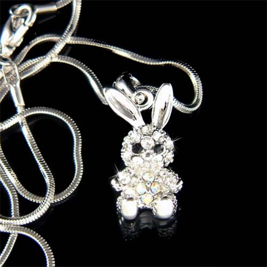 Dainty Swarovski Crystal Cute Little Easter Bunny Rabbit Necklace Hare ...