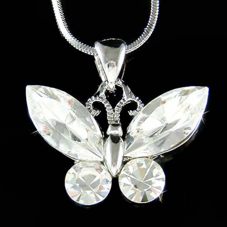 Swarovski Crystal Purple BUTTERFLY Bridal Wedding Necklace Jewelry Best ...