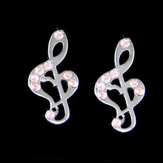 Swarovski Crystal Pink TREBLE G CLEF Love Music Musical Note | Etsy