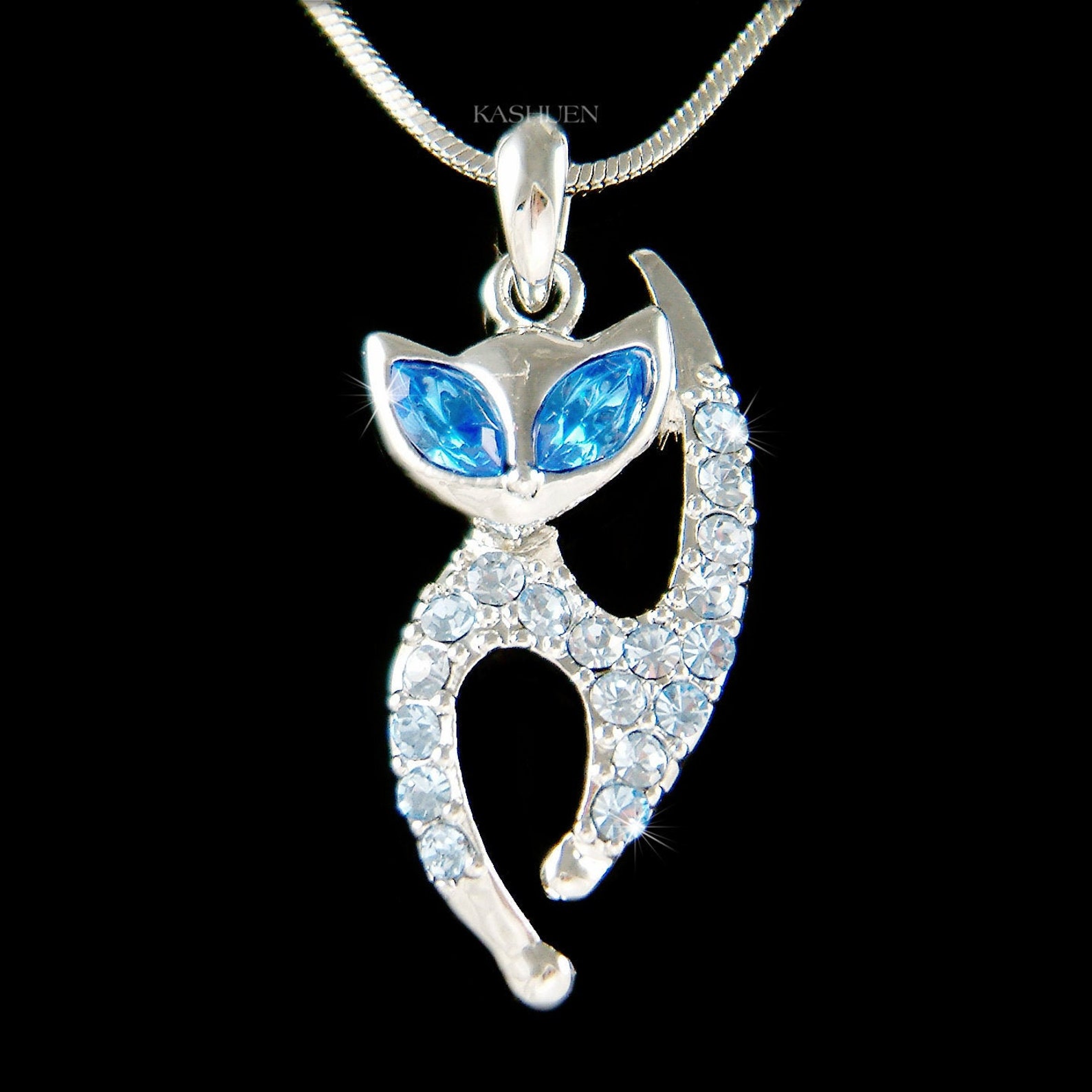 Swarovski Crystal Royal Blue Fox Foxy Kitty Cat Kitten Animal Wildlife ...
