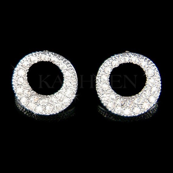 Swarovski Crystal Dainty Round Circle Minimalist Stud Earrings Jewelry Best Friends Bridesmaid Favor Birthday Christmas Mother s Day Gift