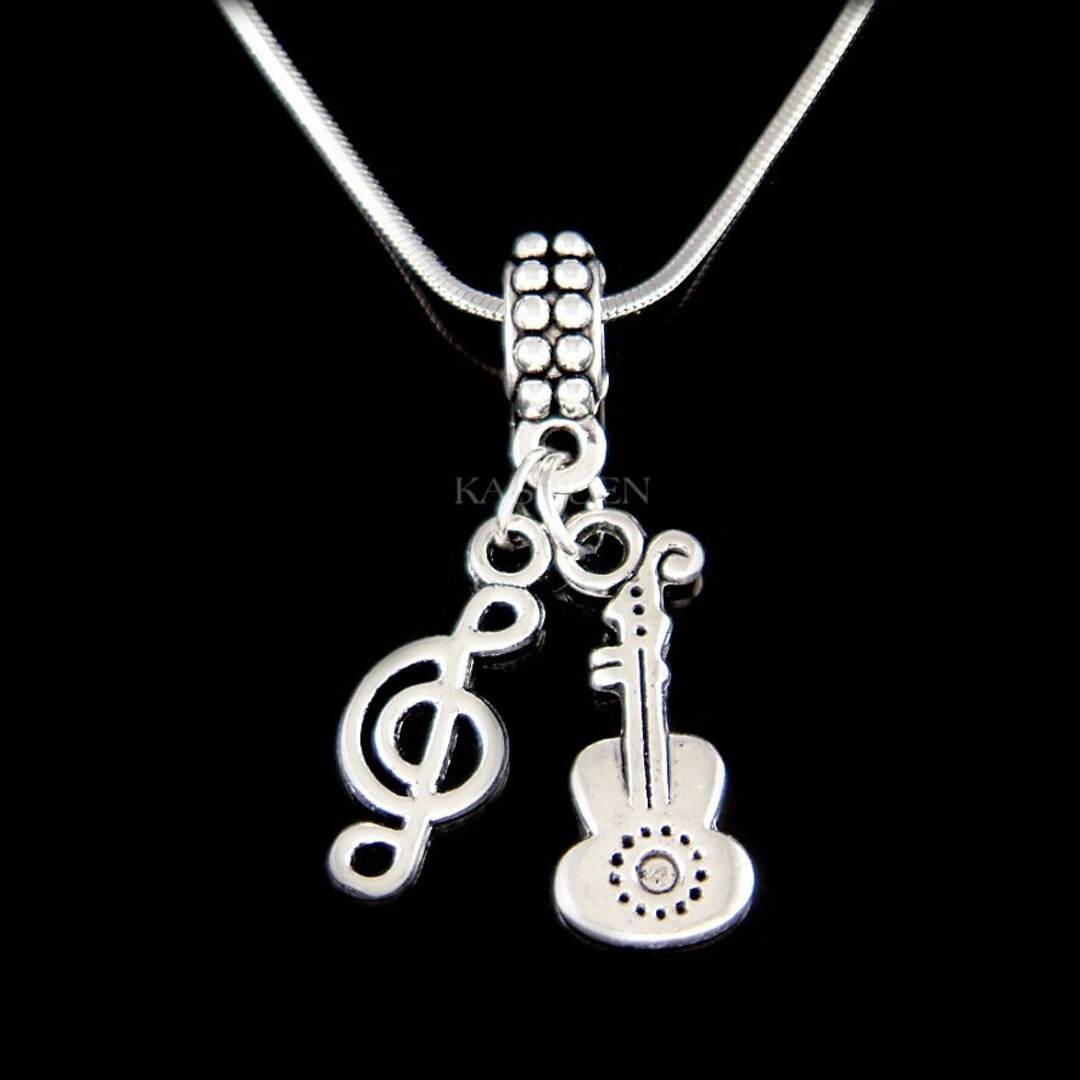 Rock Folk ACOUSTIC GUITAR Band Ukulele Treble Clef Bracelet Charm ...
