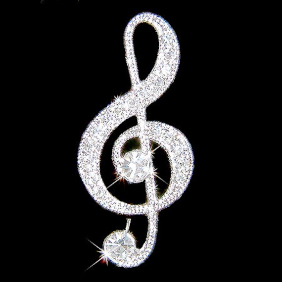 Swarovski Crystal TREBLE G CLEF Love Music Musical Note Pin - Etsy