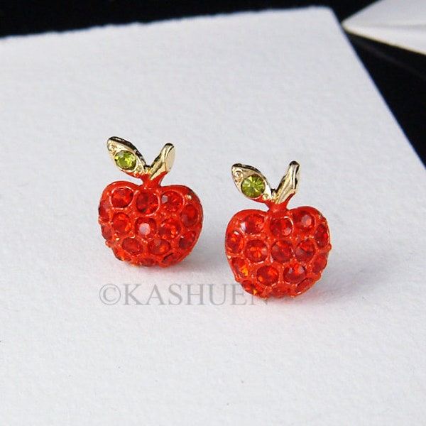 Gold Apple Earrings - Etsy