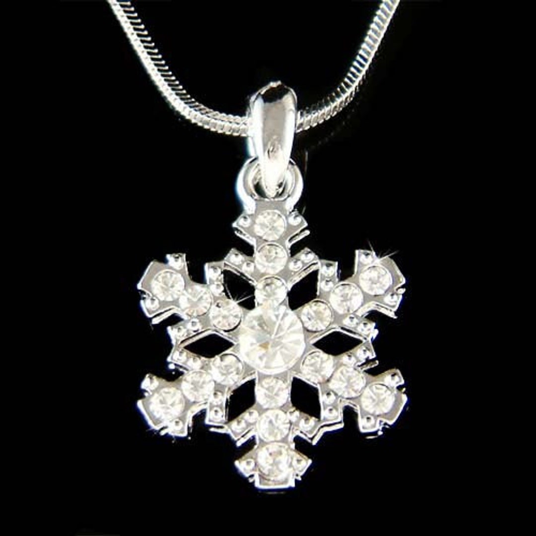 Swarovski Crystal Dainty SNOWFLAKE Necklace Bridal Xmas Wedding Holiday ...