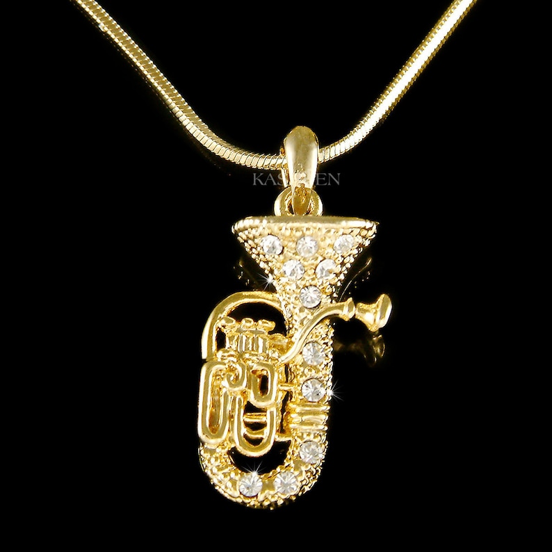 Swarovski Crystal Tuba Gold Tone Necklace Euphonium Eupho Euph - Etsy