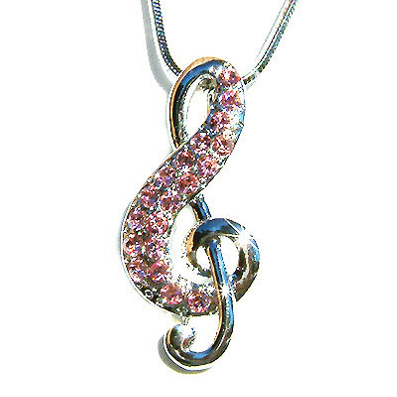 Pink Swarovski Crystal TREBLE G CLEF Love Music Musical Note | Etsy