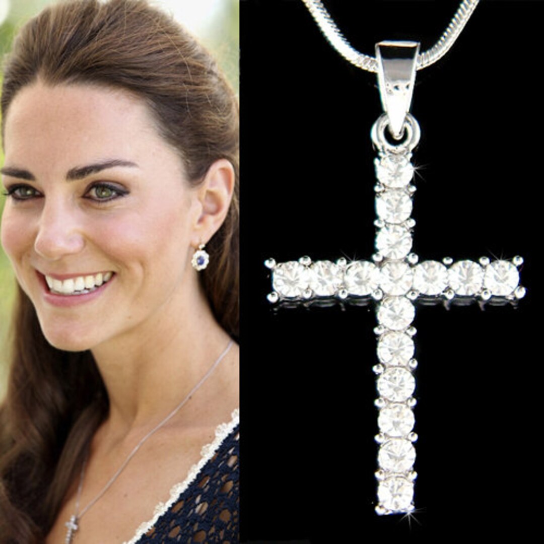 Dainty Swarovski Crystal Simple CROSS Necklace God Lord Jesus Christ ...
