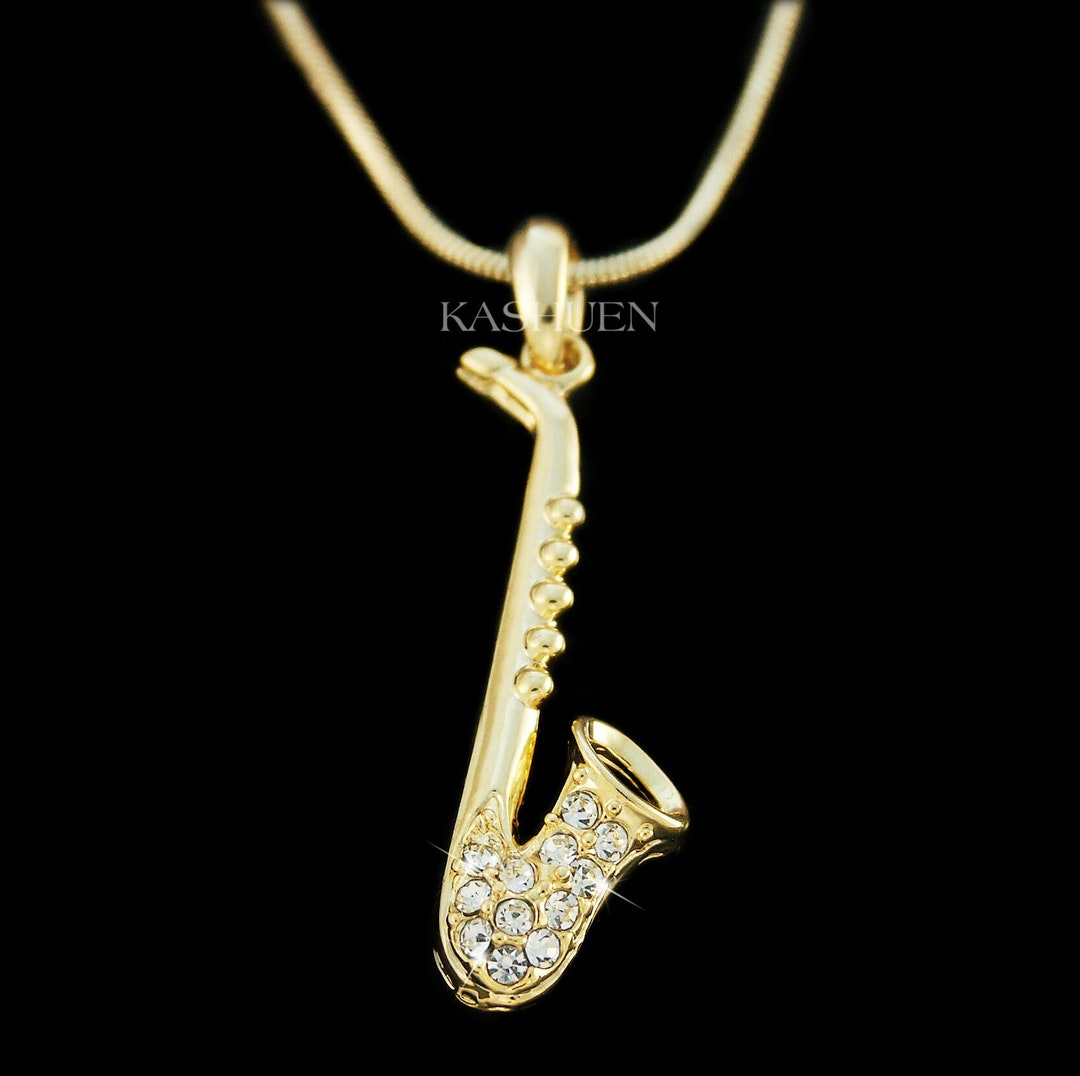 Swarovski Crystal Dainty Gold TENOR ALTO Sax SAXOPHONE Bass Clarinet ...