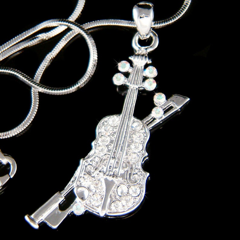 Swarovski Crystal Purple VIOLIN Necklace Viola Cello Fiddle - Etsy