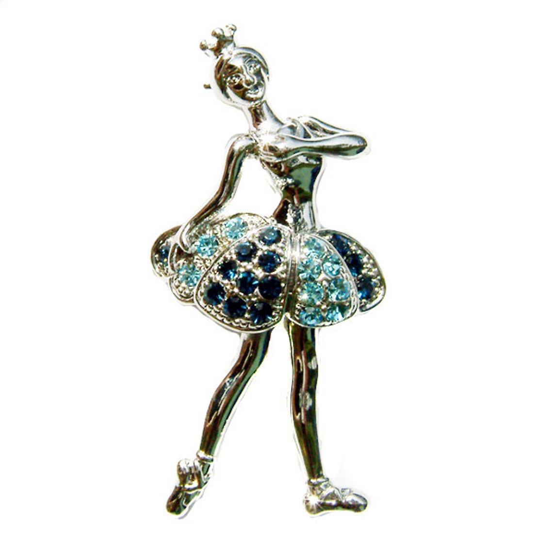 Swarovski Crystal Ballerina Brooch, Blue Ballet Dancer Pin, Dancing ...