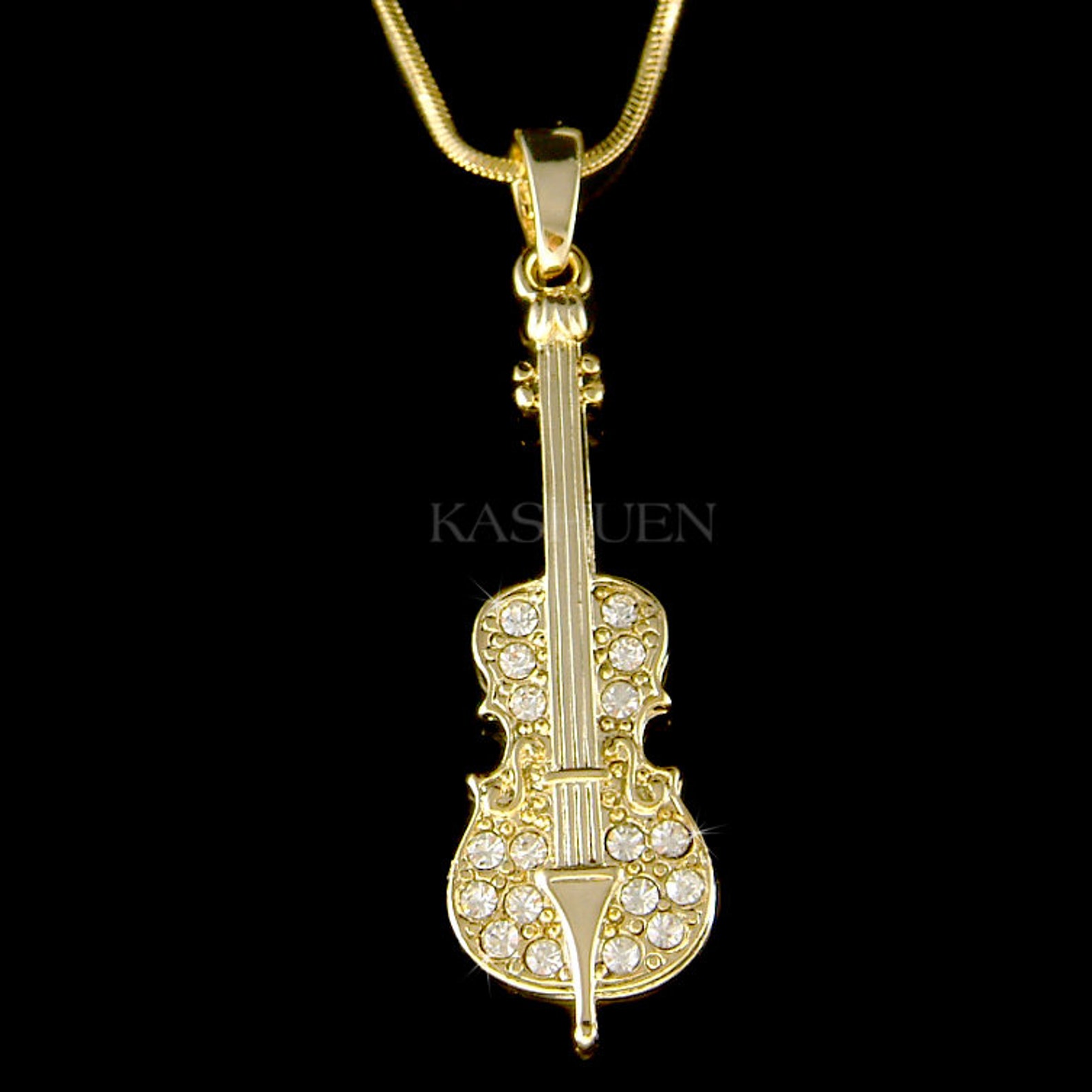 Swarovski Crystal Cello Necklace, Double Bass Charm, Viola Violin ...