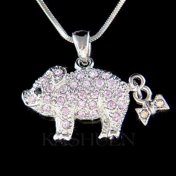 Swarovski Crystal Cute Violet Purple Pig Piggy Piglet Bow Barn | Etsy